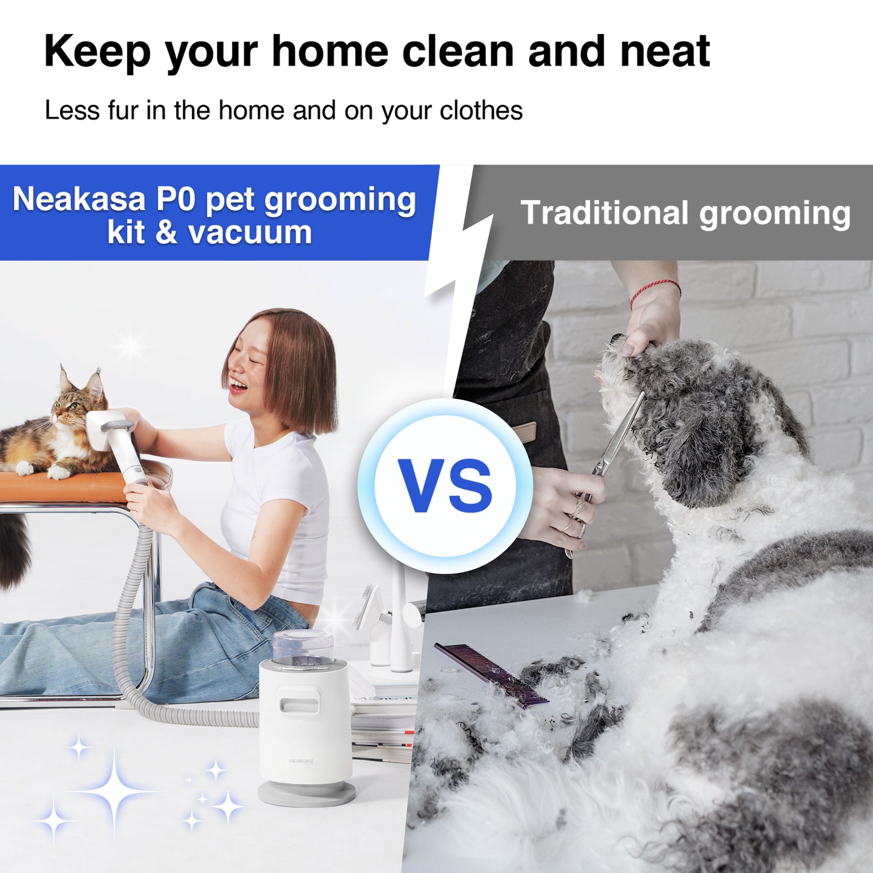 Neakasa P0 Pet Grooming System | Quiet Grooming Vacuum Kit